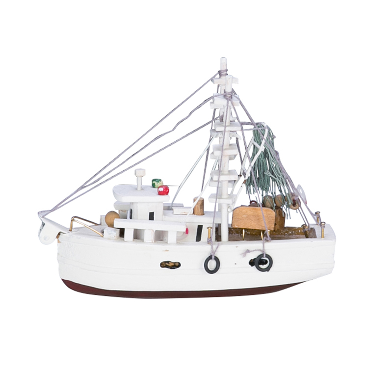 SMALL WOOD SHRIMP BOAT FIGURE | Ivystone