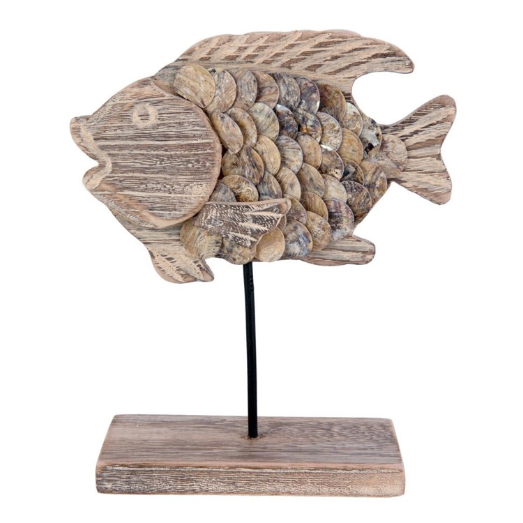 11IN WOOD/CAPIZ FISH ON POLE | Ivystone