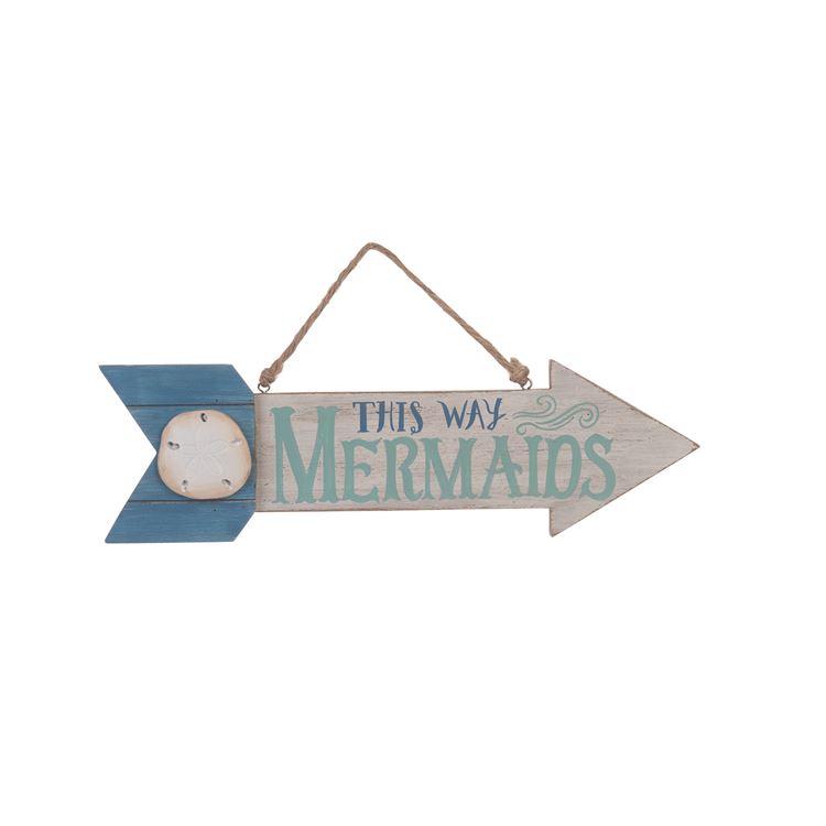 12 WOOD THIS WAY MERMAIDS ARROW PLAQUE | Ivystone
