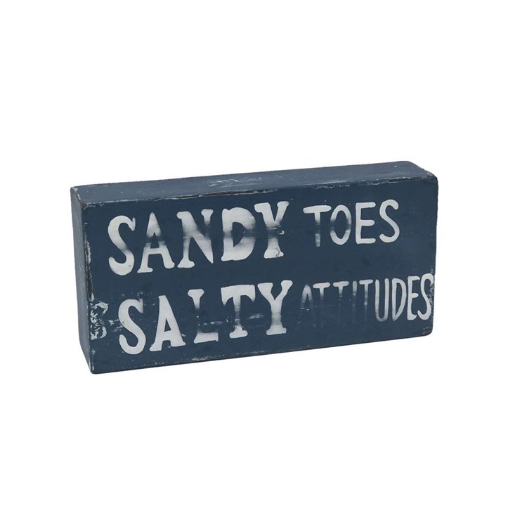 SANDY TOES SALTY ATTITUDES BLOCK SIGN | Ivystone