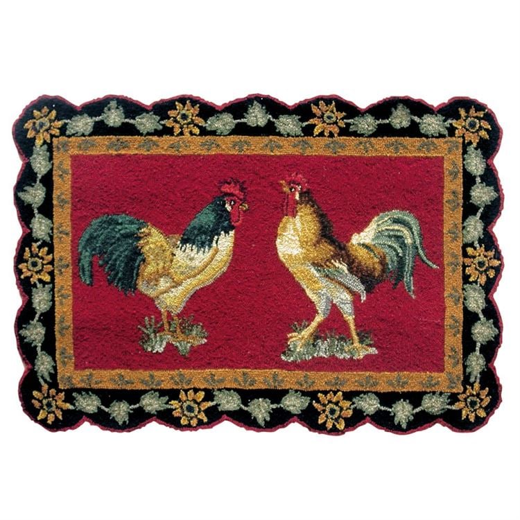 French Country Rooster Rug