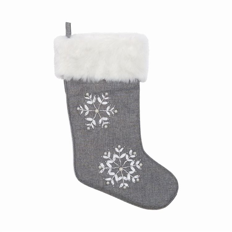 Silver Snowflake Stocking | Ivystone
