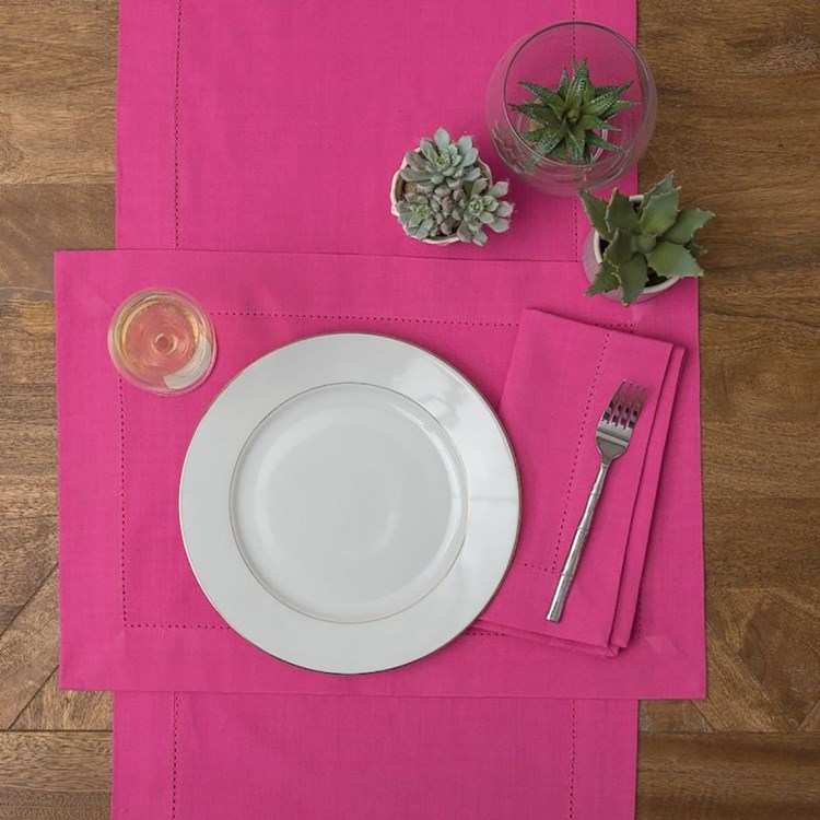 Hemstitch Fuchsia Runner | Ivystone