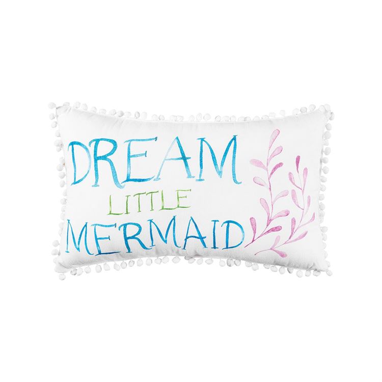 Dream Little Mermaid PillowPrinted Pillow with Pom Pom Fringe