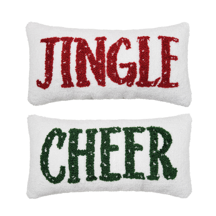 Jingle & Cheer Reversible Hooked Pillow | Ivystone