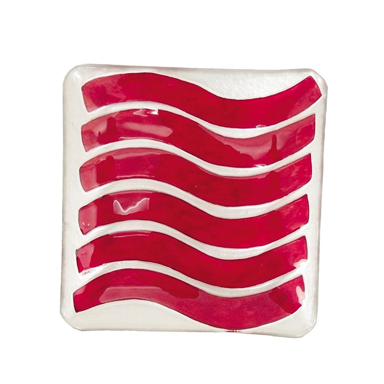 Red Stripe Square Plate | Ivystone
