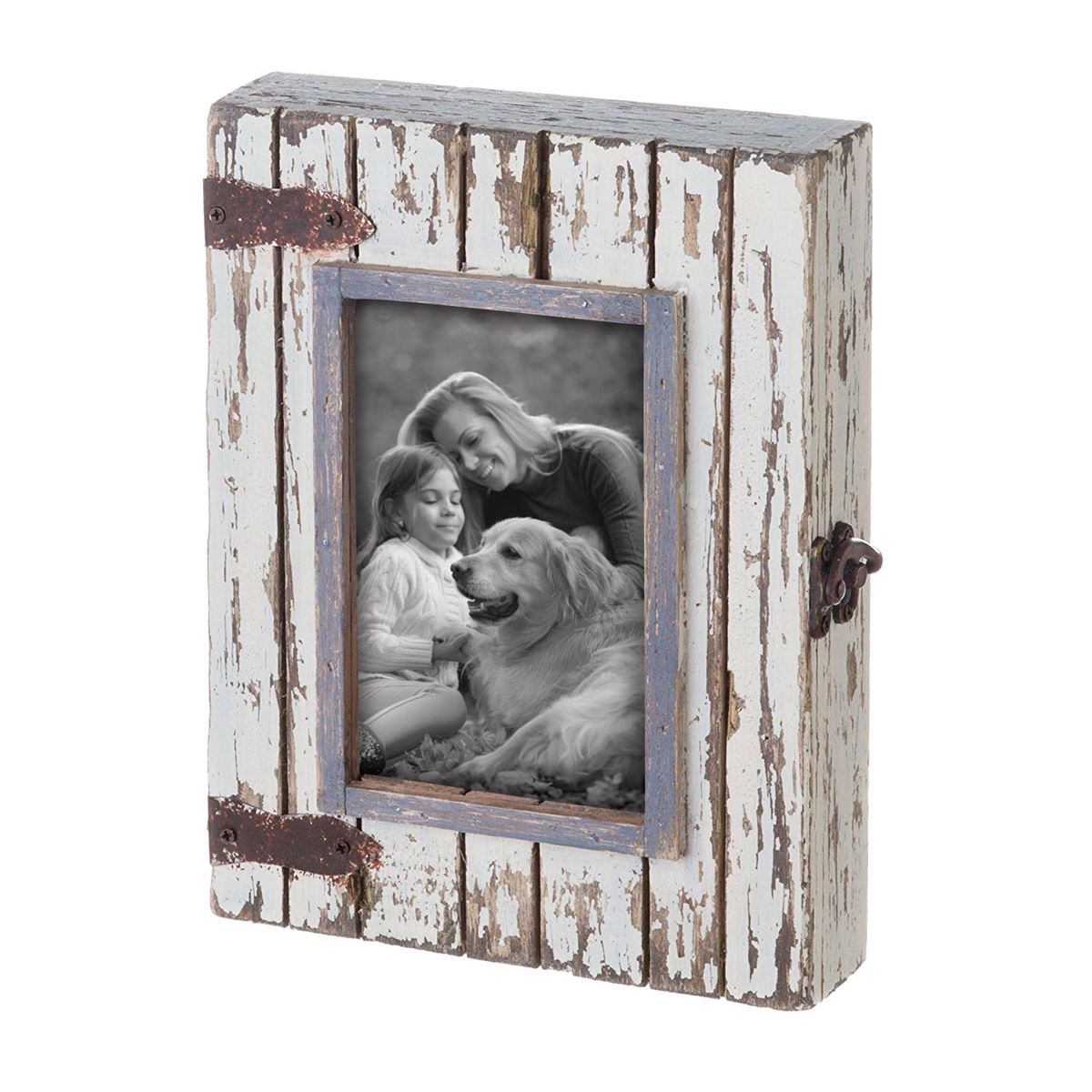 4X6 Rustic Wood Box Photo Frame Wht | Ivystone