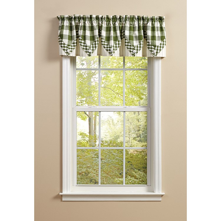 WICKLOW CHECK LINED POINT VALANCE 72X15 SAGE | Ivystone