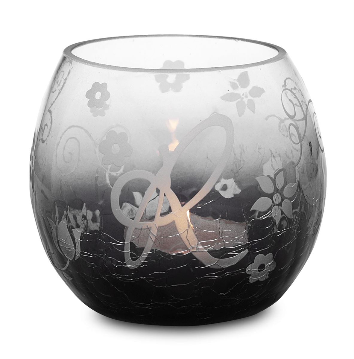 BKT - R Glass Candle Holder with Tealight - 3.5" Crackled Glass | Ivystone