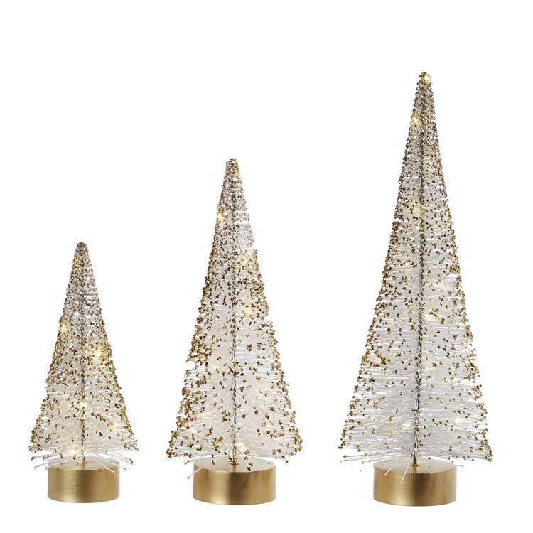15 Lighted White Bottle Brush Trees | Ivystone