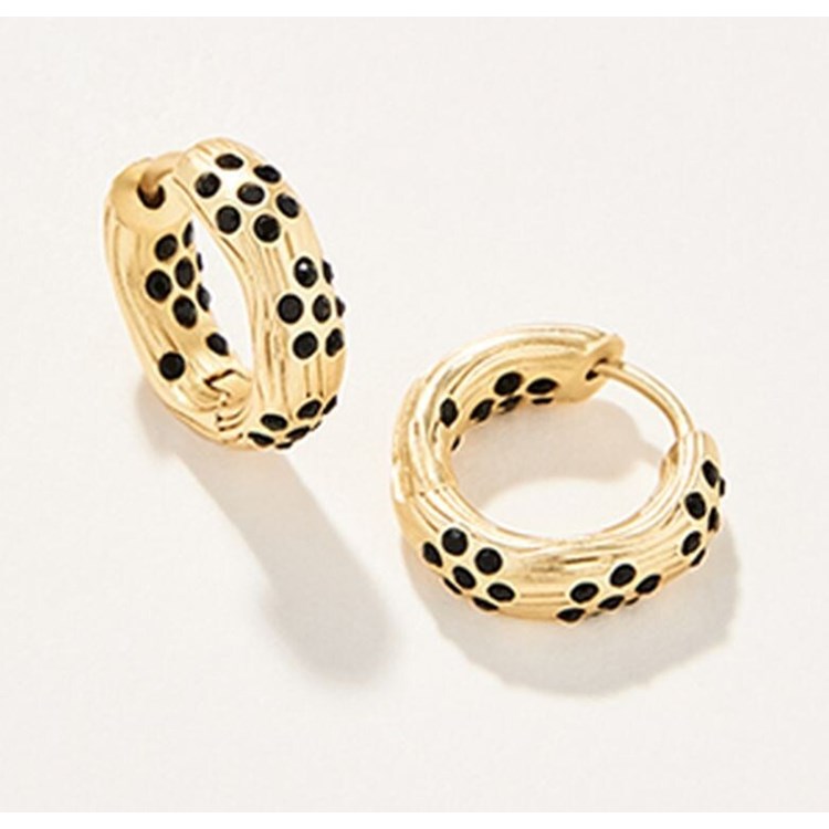 Sand Bar Midi Hoop Earrings Black | Ivystone
