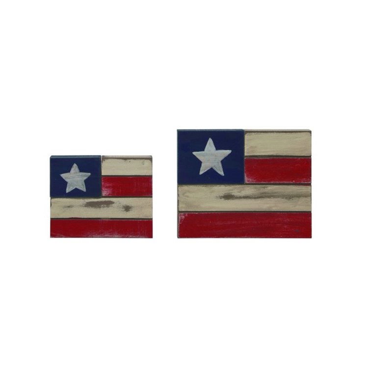 MDF American Flag Stacked Block Decor S/2 | Ivystone