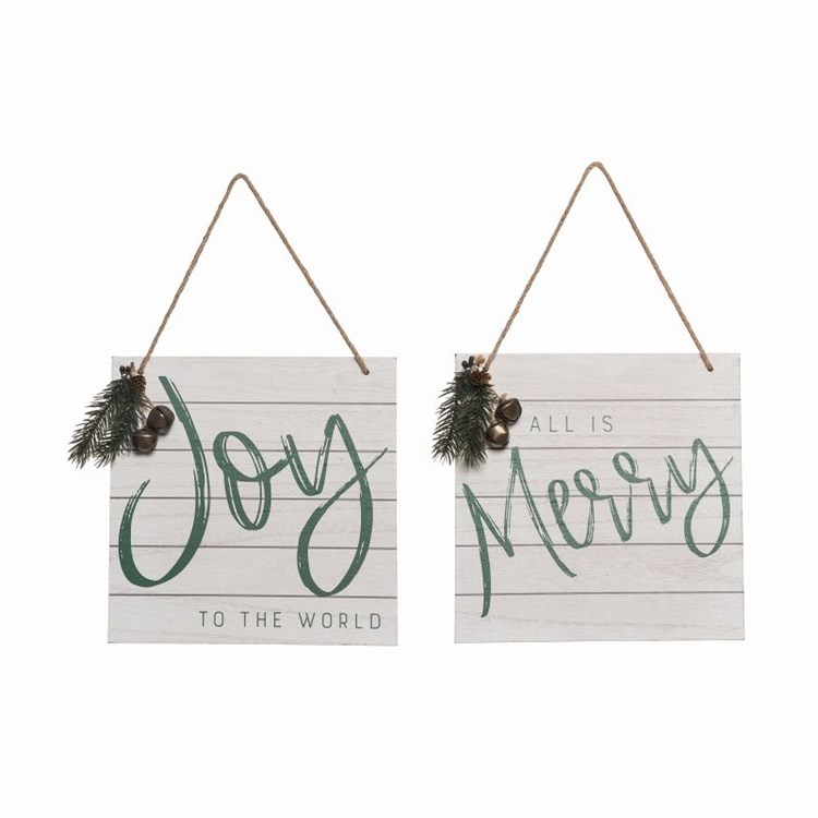 MDF Slatted Merry Wall Decor 2 Asst | Ivystone