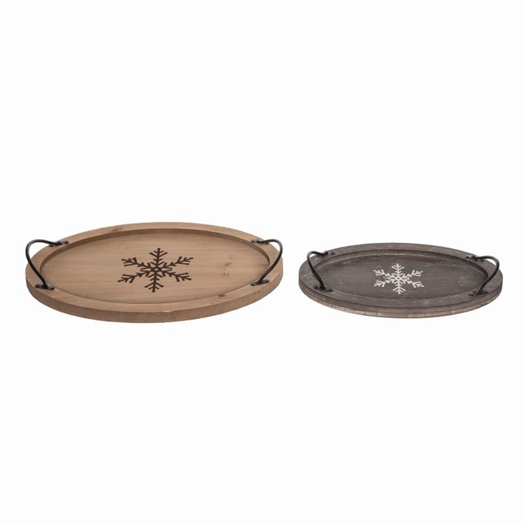 MDF Snowflake Etched Tray S/2 | Ivystone