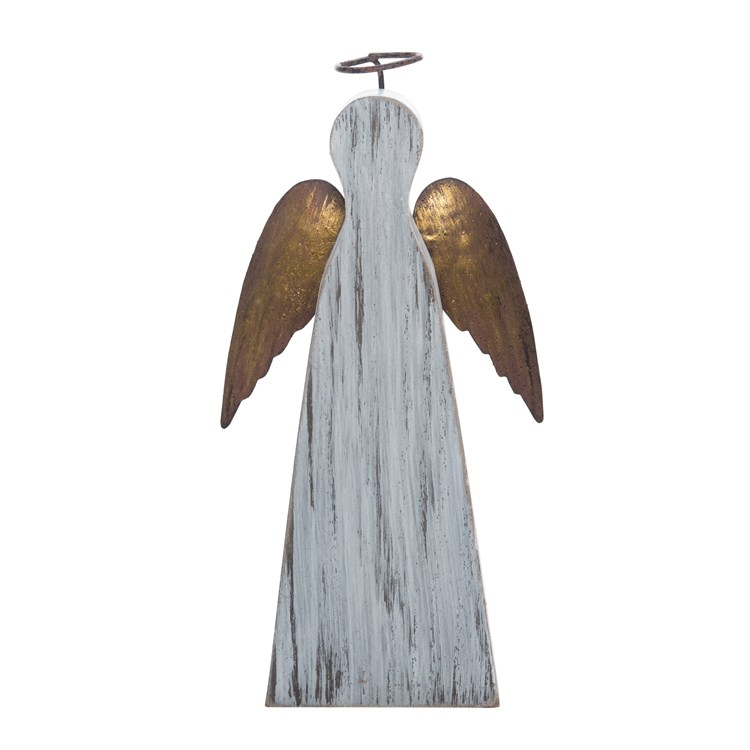 MDF Rustic Angel Decor w/Metal Wings | Ivystone