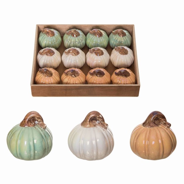 Dol Iridescent Mini Pumpkin Decor In Display S/12 | Ivystone