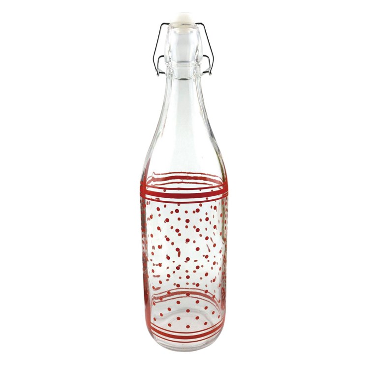 Glass Red Dots and Stripes Water Bottle | Ivystone