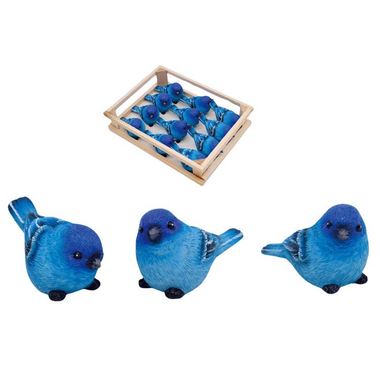 Mini Res Indigo Birds In Crate S/12 | Ivystone