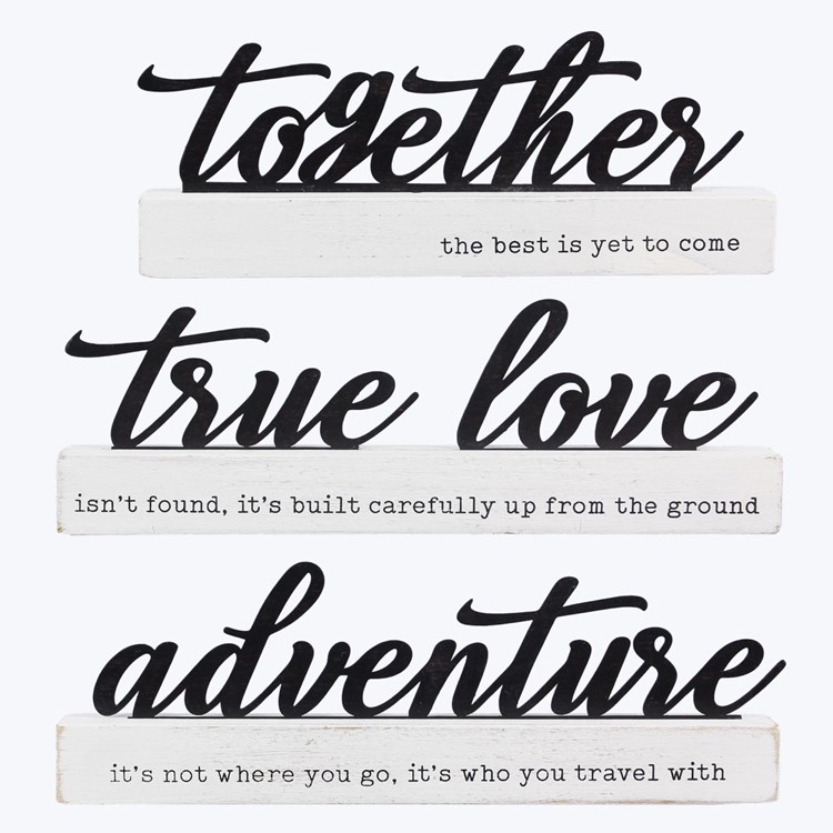 Wood with Metal Tabletop Sign, 3 Ast | Ivystone