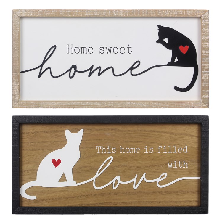 Wood Cat Wall Sign 2 Ast. | Ivystone