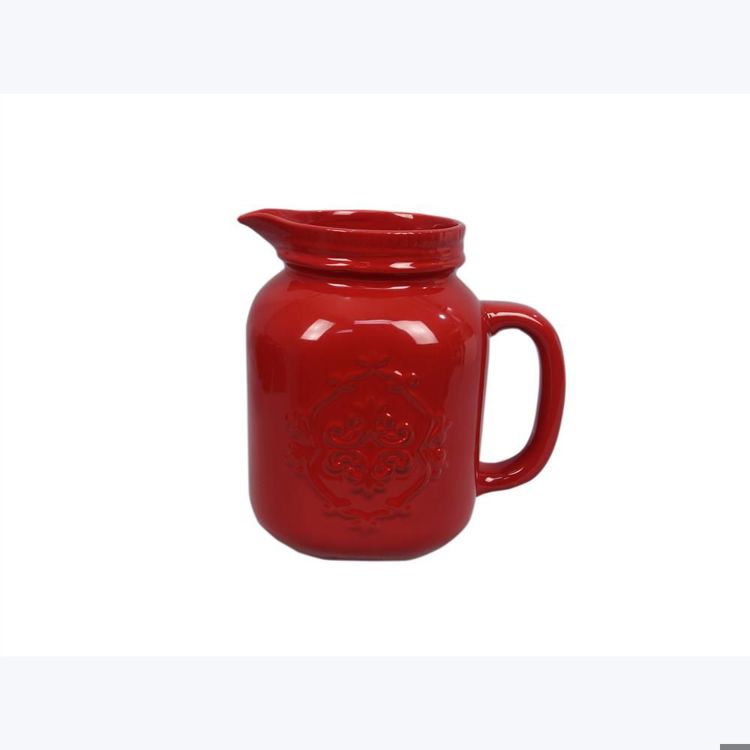 Ceramic Red Mason Jar Water Pitcher | Ivystone