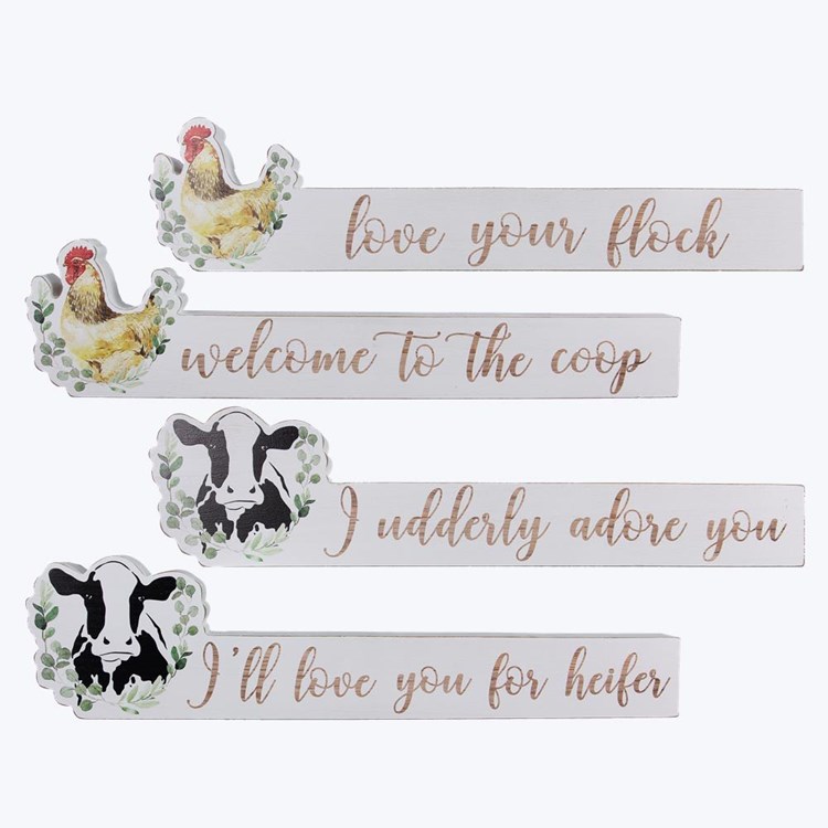 Wood Country Tabletop Country Block Signs, 4 Assorted. | Ivystone