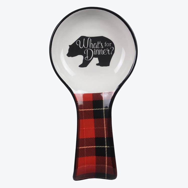 Ceramic Plaid Cabin Spoon Rest, Bear | Ivystone