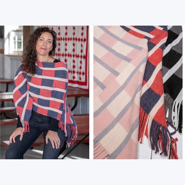 Checkered Plaid Poncho, 3 ast. | Ivystone