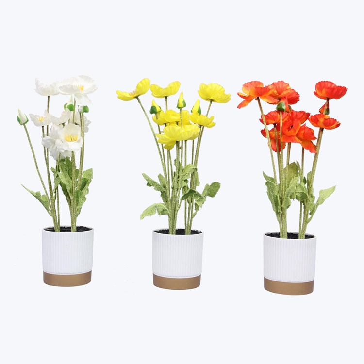 Plastic Garden Flower Pot With Artificial, 3 Ast | Ivystone