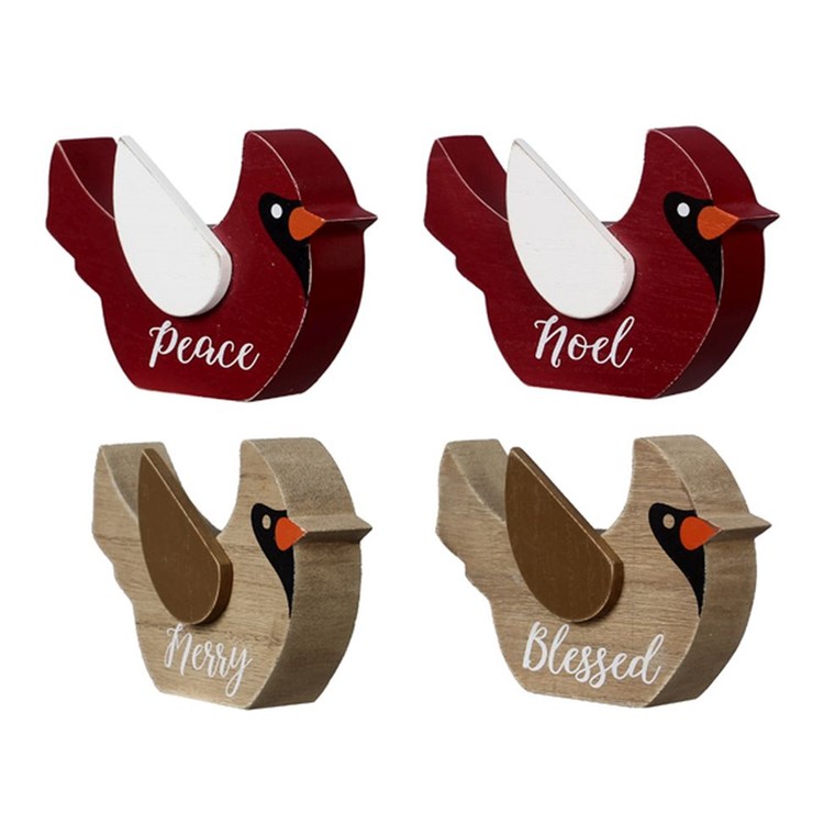Wood Woodland Lodge Tabletop Cardinal Signs, 4 Ast | Ivystone