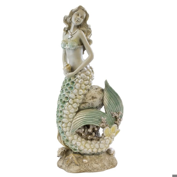 LARGE MERMAID STATUE ON ROCKS | Ivystone