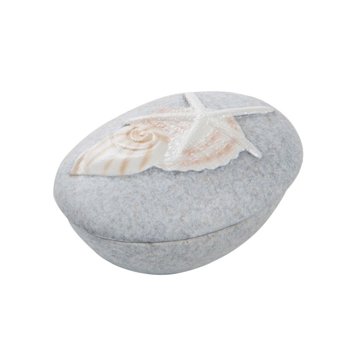 POLYRESIN PEBBLE BOX W/SHELLS | Ivystone