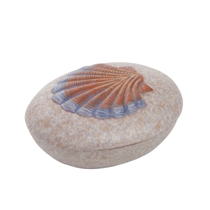 POLYRESIN PEBBLE BOX W/SCALLOP | Ivystone