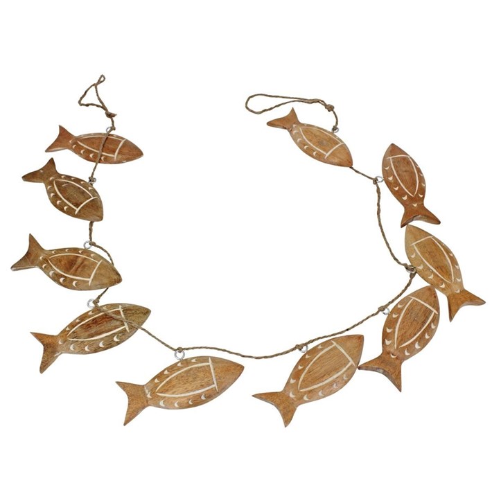 50 CARVED WOOD FISH GARLAND | Ivystone