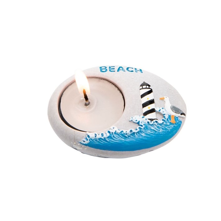 RESIN LIGHTHOUSE BEACH TEALIGHT HOLDER | Ivystone