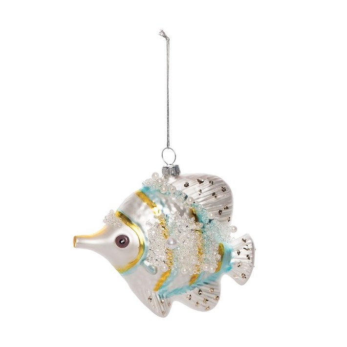 SILVER/BLUE FISH ORN | Ivystone