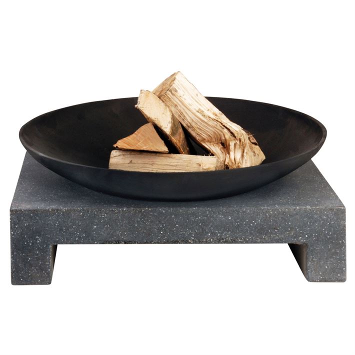 Cast Iron Fire Bowl on Square Granito Table, Black | Ivystone