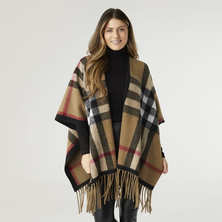 Jora Plaid Wrap with Fringe | Ivystone