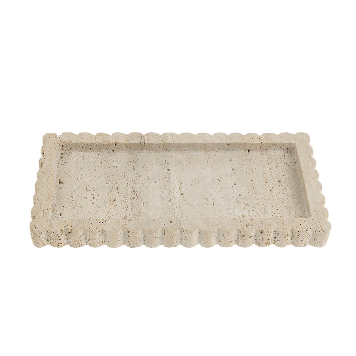 Travertine Scalloped Rectangular Tray | Ivystone