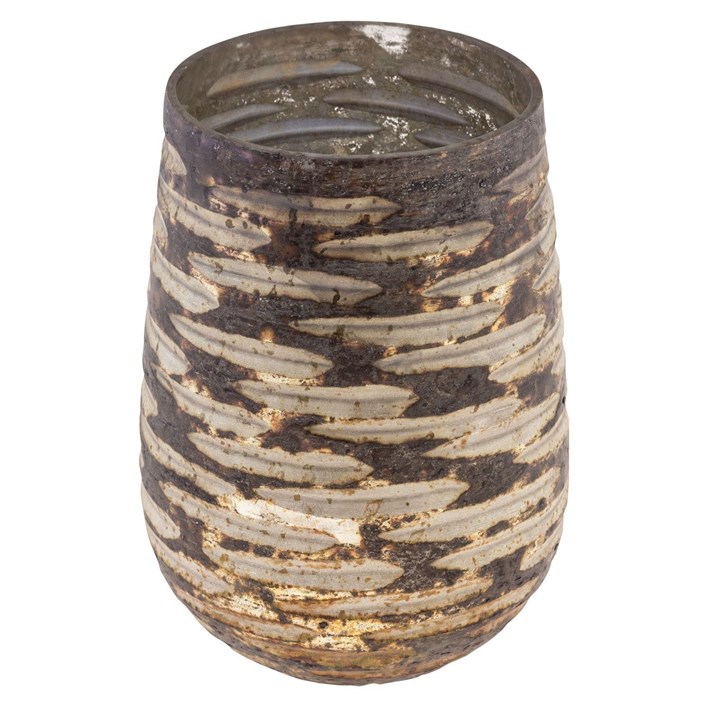 RUSTIC MERCURY GLASS VOTIVE LARGE BARREL (F20) | Ivystone