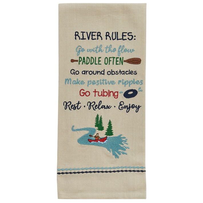 RIVER RULES EMBROIDERED DISHTOWEL | Ivystone