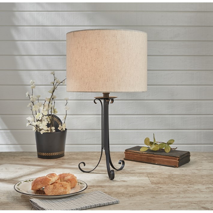 IRON SCROLL LAMP WITH SHADE | Ivystone