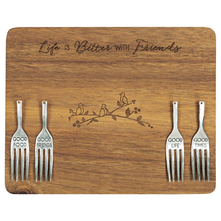 HM - Friends - 9" Acacia Cheese/Bread Board Set | Ivystone
