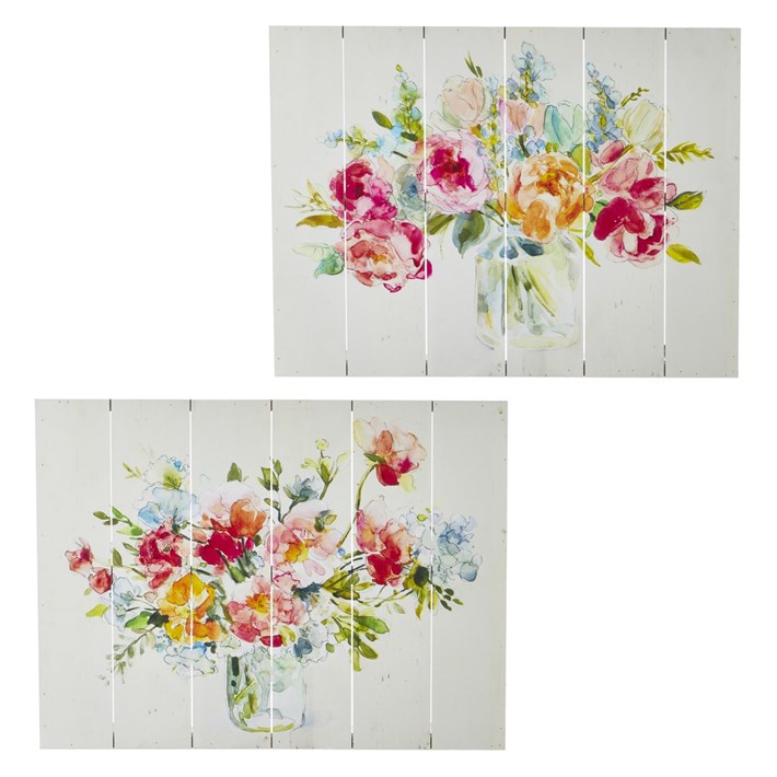 *SB* 23.5 Floral Bouquet Slat Wood Wall Art | Ivystone