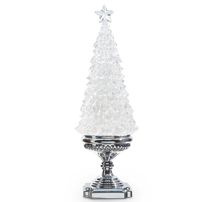 17 Lighted Tree with Silver Swirling Glitter | Ivystone