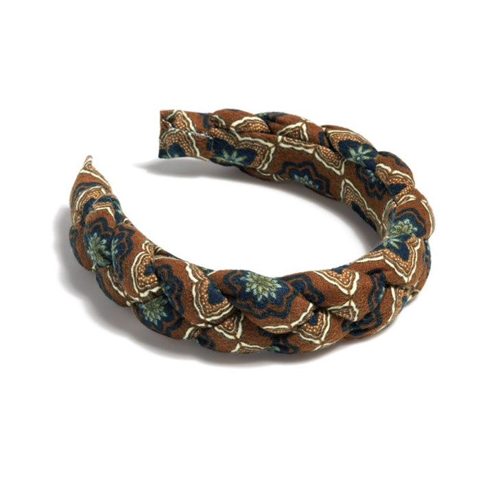 BRAIDED PRINT HEADBAND,RUST | Ivystone