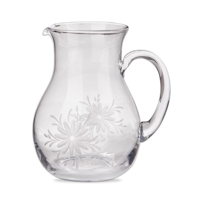 FLEUR ETCHED GLASS PITCHER | Ivystone