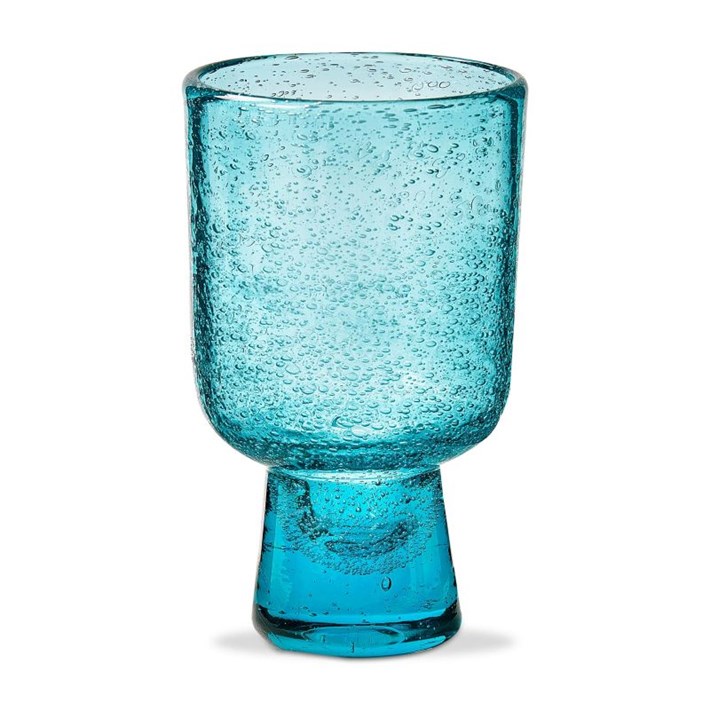 BUBBLE GLASS FOOTED ALL PURPOSE AQUA | Ivystone
