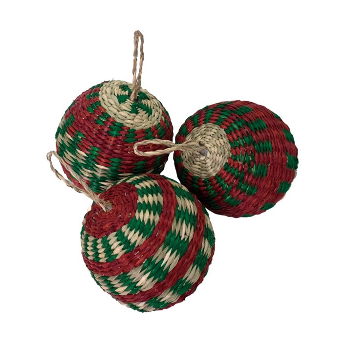 Seagrass Wicker Weave Ball Orn 3 Asst | Ivystone