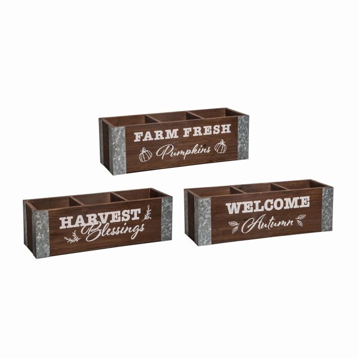 Wood Harvest Farm Crates 3 Asst | Ivystone
